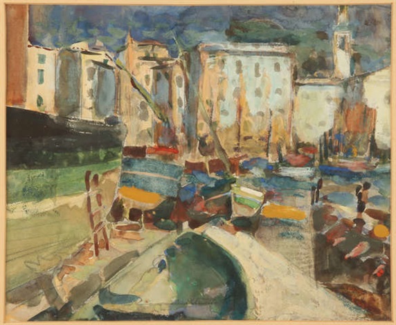 a view of boats in a harbour by Hans Josef Weber-Tyrol on artnet