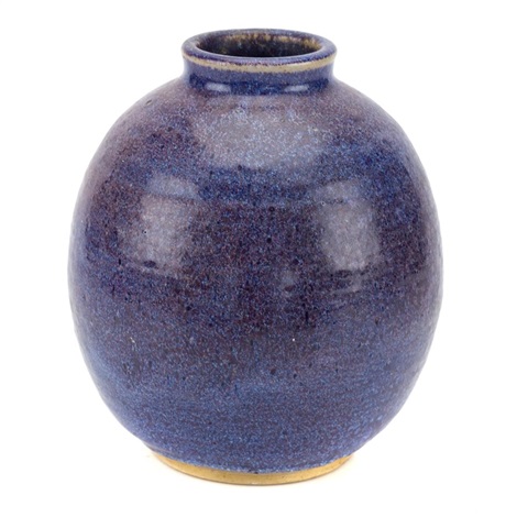Blue glazed stoneware vase by Claude Horan on artnet