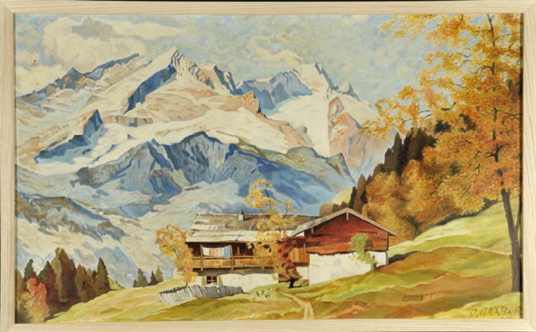 Berghof vor Gebirgsmassiv by Otto Gräber on artnet