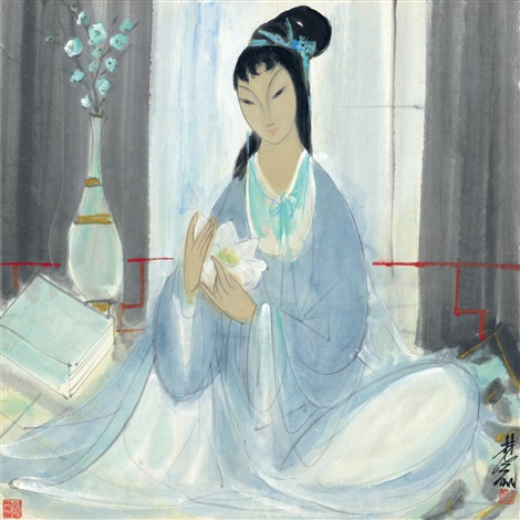 持花仕女图 by Lin Fengmian on artnet