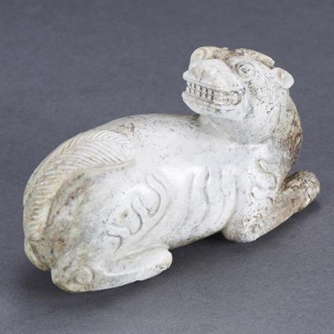 A CHINESE CHICKEN-BONE JADE MYTHICAL BEAST on artnet