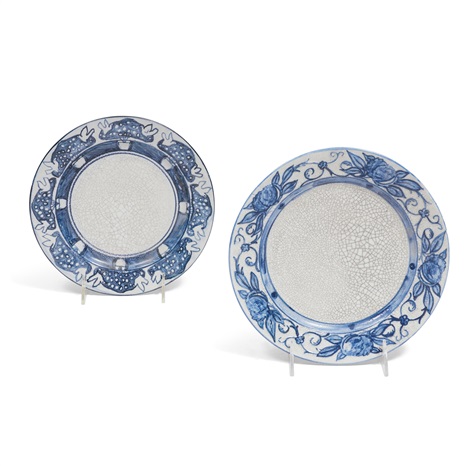 Dedham Pottery Horse Chestnut And Birds In Potted Orange Tree Plates by ...