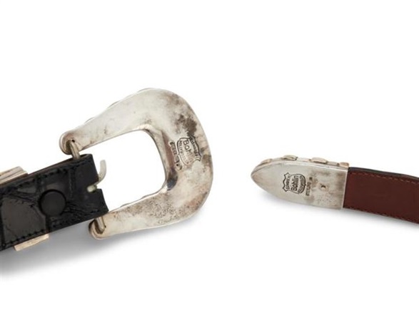 A Bohlin Sterling Silver And 14k Gold Belt Buckle Set by Edward H ...