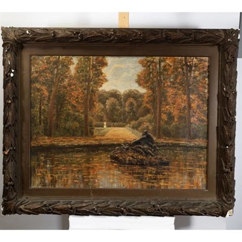 Autumn Landscape with Fountain View by J Camille Mathieu on artnet