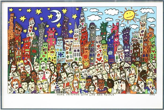 MAKE FRIENDS WITH LIFE AND PEOPLE by James Rizzi on artnet