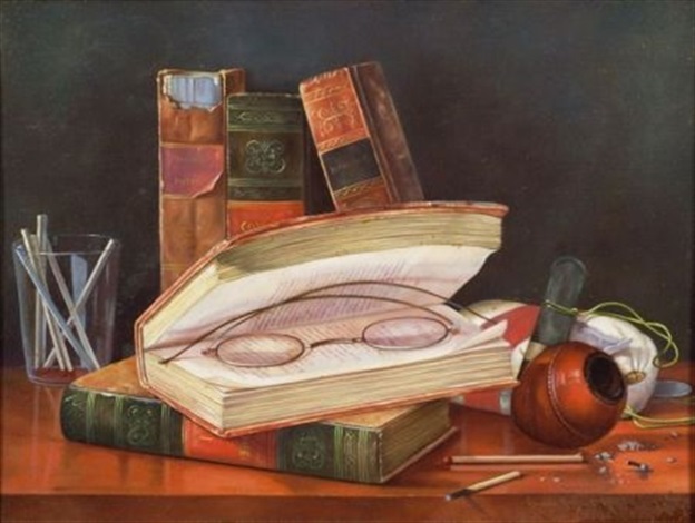 Still life with books by Claude Raguet Hirst on artnet
