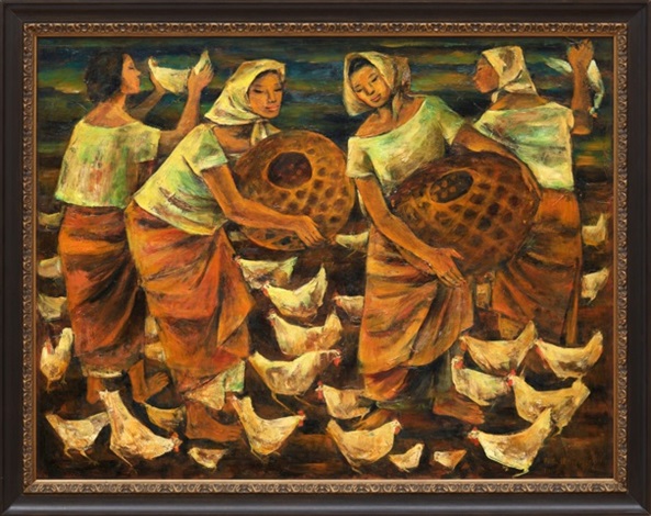 Paghuhuli Ng Mga Manok Catching Chickens 捕雞 by Anita Magsaysay-Ho on artnet