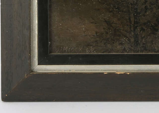 landscape with cottage and head of figure to foreground by Jack Simcock ...
