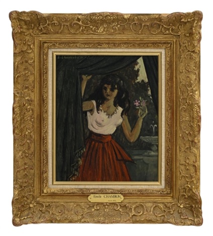 Jeune fille aux fleurs by Emile (François) Chambon on artnet