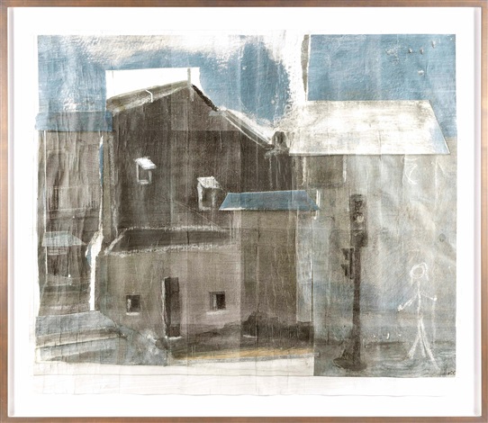 Houses and stick figure. by Karen Cappotto on artnet