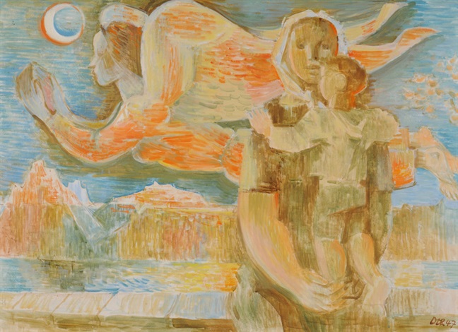 Mutter mit Kind und Engel by Heinrich Danioth on artnet