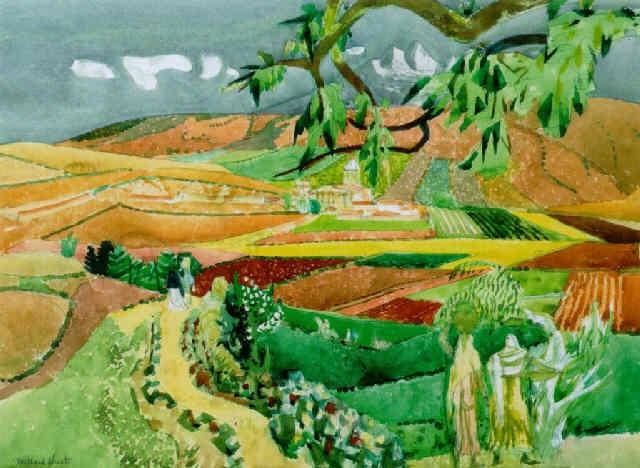 A view of a colorful valley by Millard Sheets on artnet