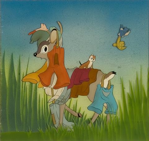 A deer with the dwarfs clothing draped over him from Snow White and the ...