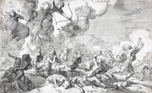 The Destruction Of The Niobids Ovids Metamorphoses, Plate 56 by Johann ...