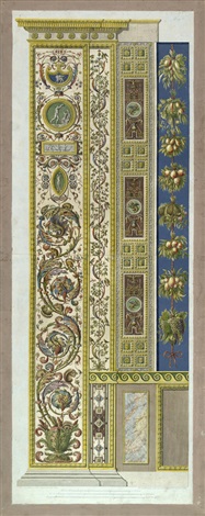 Wandaufriss mit Pilaster from Loggie di Rafaele nel Vaticano, after Gaetano Savorelli and Pietro ...