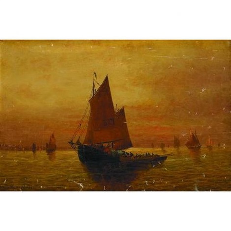 Ships in a harbor by Wesley Elbridge Webber on artnet