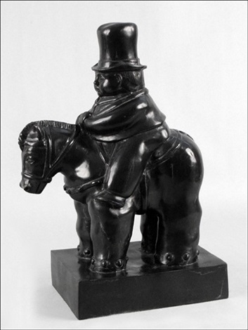 Man with top hat on horseback by Fernando Botero on artnet