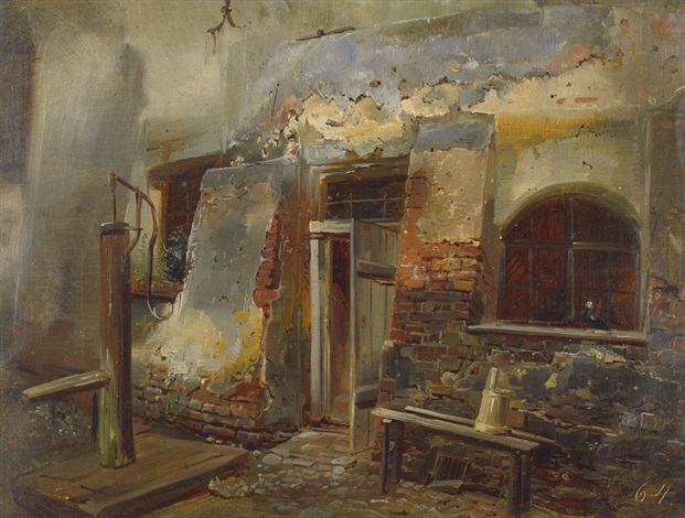 Kleiner Hof mit Wasserpumpe by Adolf Werner on artnet