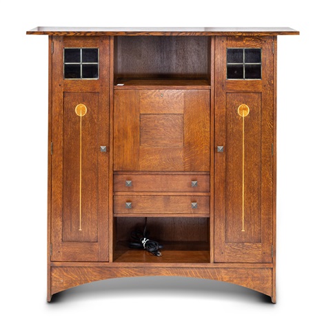 Stickley Audi inlaid fall front cabinet in the Harvey Ellis taste by ...