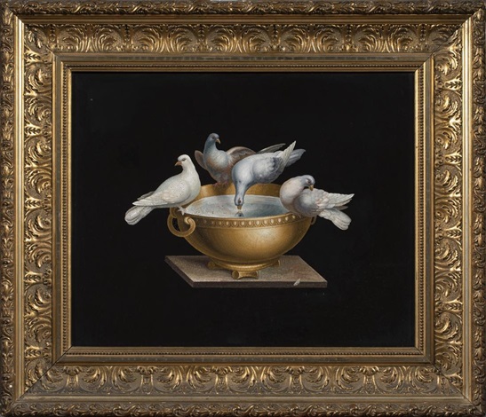 A FINE ITALIAN MICRO-MOSAIC PLAQUE OF THE DOVES OF PLINY by Vatican ...