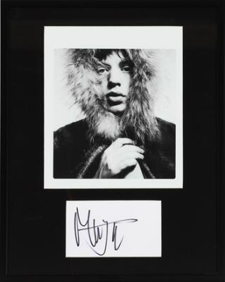 A bw photo display with the authentic signature of the English musician ...