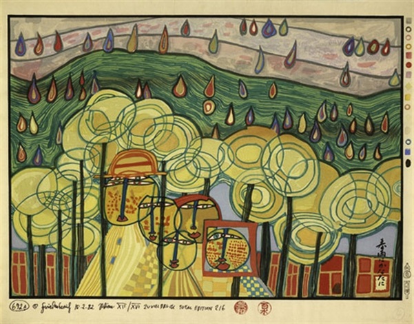 The rain falls far from us from Midori No Namida by Friedensreich Hundertwasser on artnet