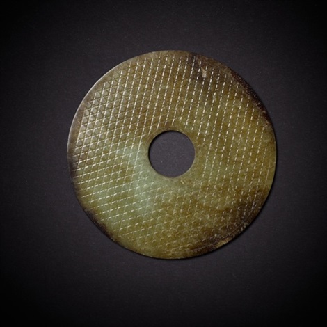 A celadon and russet jade disc, bi, Han dynasty on artnet