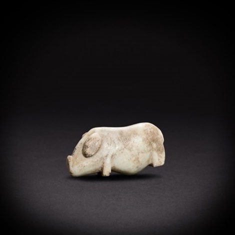 Six white jade shell beads and a white jade pig, Han dynasty on artnet