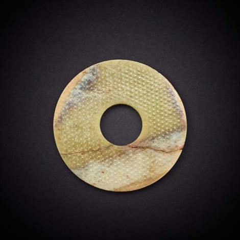 A celadon jade disc, bi, Eastern Zhou dynasty, Warring States period ...