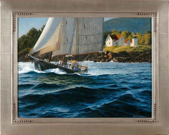 The Schooner Stephen Taber Off Curtis Island, Camden Harbor, Maine. by ...