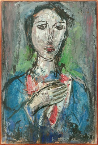 Portrait einer Dame mit rotem Schal by Walter Helbig on artnet