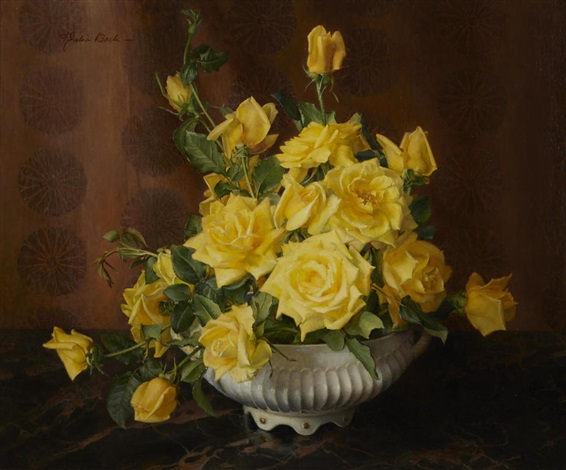 A still life with yellow roses by Florence Julia Bach on artnet