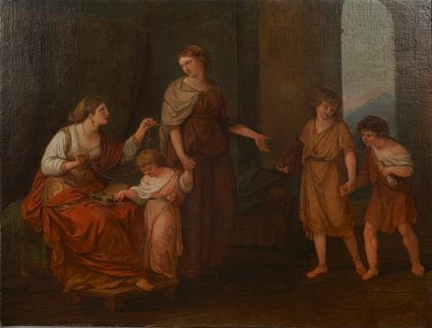 Cornelia, mother of the Gracchi, pointing to her children as her ...