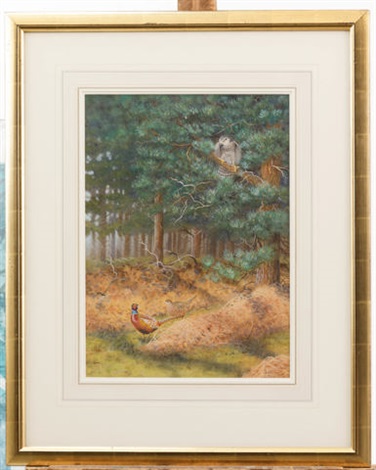 Forest scene with pheasants by Richard Robjent on artnet
