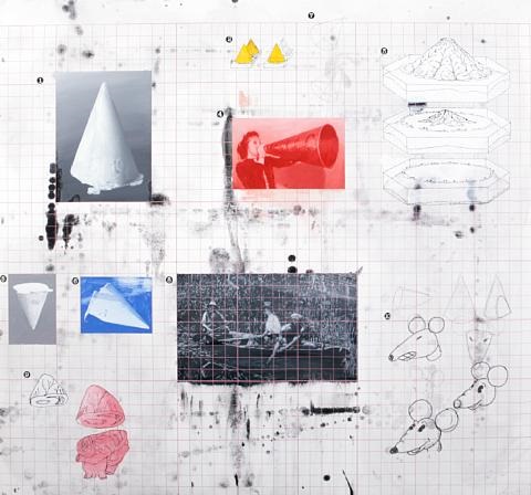 Untitled - cones, Mickey, volcanoes on white by Vernon Fisher on artnet