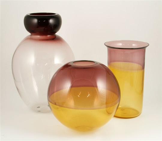 Incalmo vases, large, of clear, amethyst and amber 3 works by Alfredo ...
