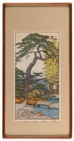 Friendly Garden Triptych Plum Tree, Pine Tree And Bamboo. by Toshi Yoshida on artnet