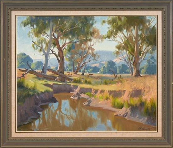 Pastoral Scene and Billabong by Ernest William Buckmaster on artnet
