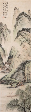 A CHINESE SCROLL PAINTING OF SERENE LANDSCAPE by Huang Junbi on artnet