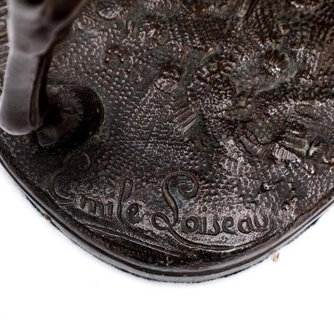 A patinated metal sculpture depicting a horse and a dog by Paul Louis ...