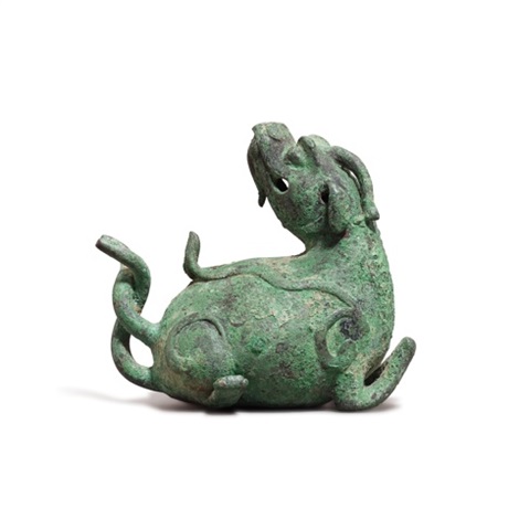 A bronze mythical beast waterpot, Ming dynasty or earlier on artnet
