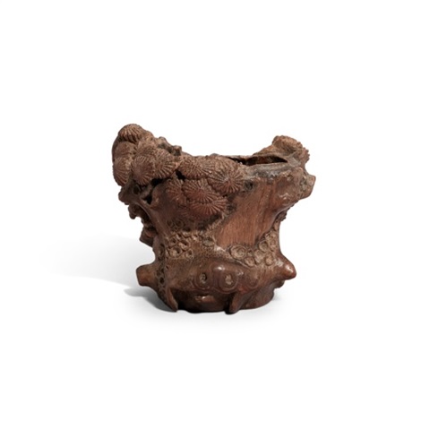 A carved bamboo-root pine cup, Late Ming dynasty on artnet