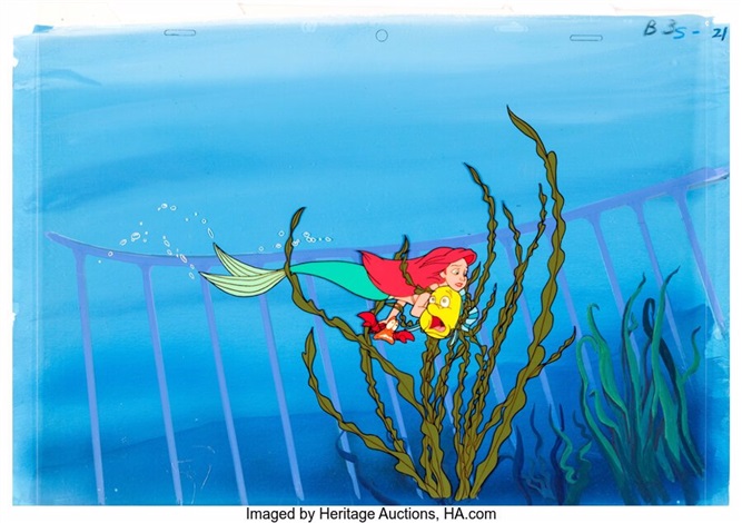 The Little Mermaid TV Series Production Cel and Master Background Walt ...