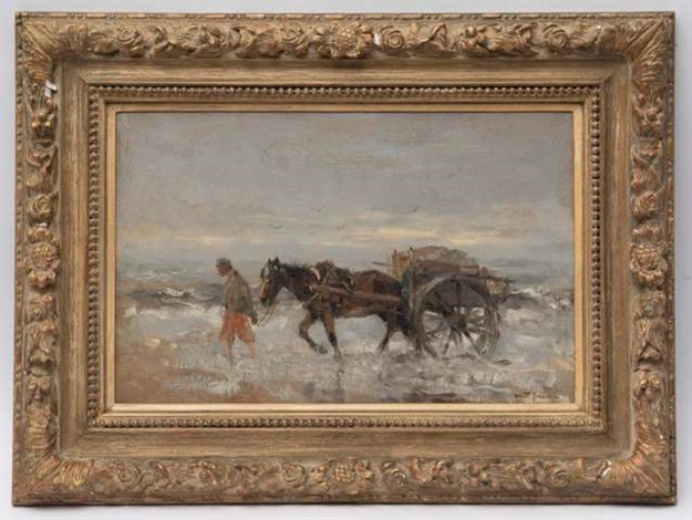 Visser met paard en wagen op strand by Willem George Frederik Jansen on artnet