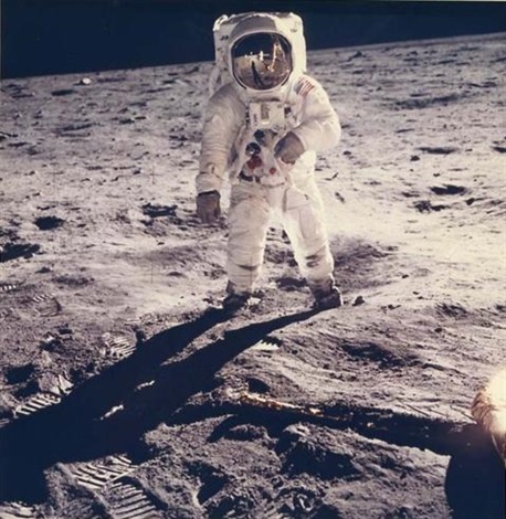 Nasa Moonwalk Charlie Duke Signed Photograph Of Apollo 16 Moonwalk