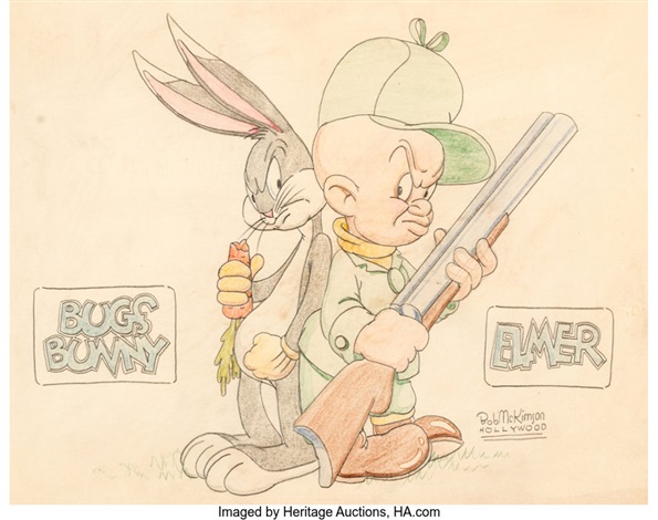 Robert McKimson - Bugs Bunny and Elmer Fudd Illustration Original Art ...