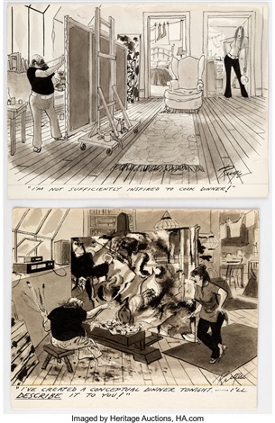 John Ruge - Single Panel Gag Cartoon Illustration Original Art Group of ...