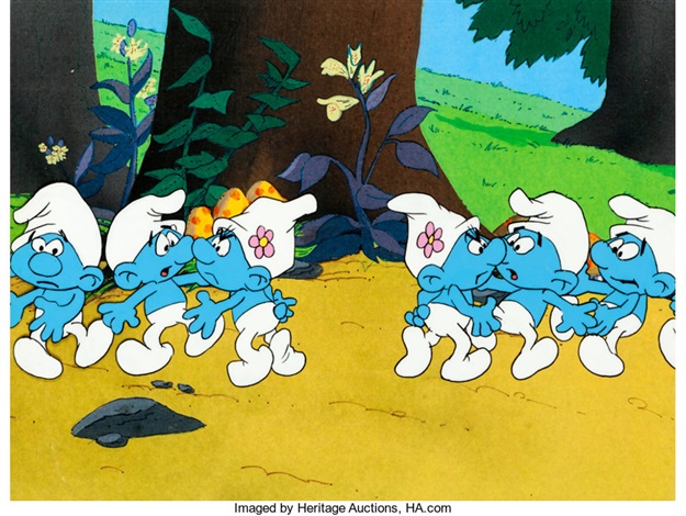 Smurfs Vanity Smurf and Friends Production Cel Setup and Animation ...