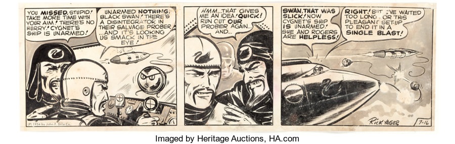 Rick Yager Buck Rogers Daily Comic Strip Original Art dated 7-16-54 ...