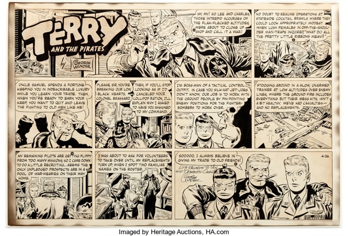 George Wunder Terry and the Pirates Sunday Comic Strip Original Art ...